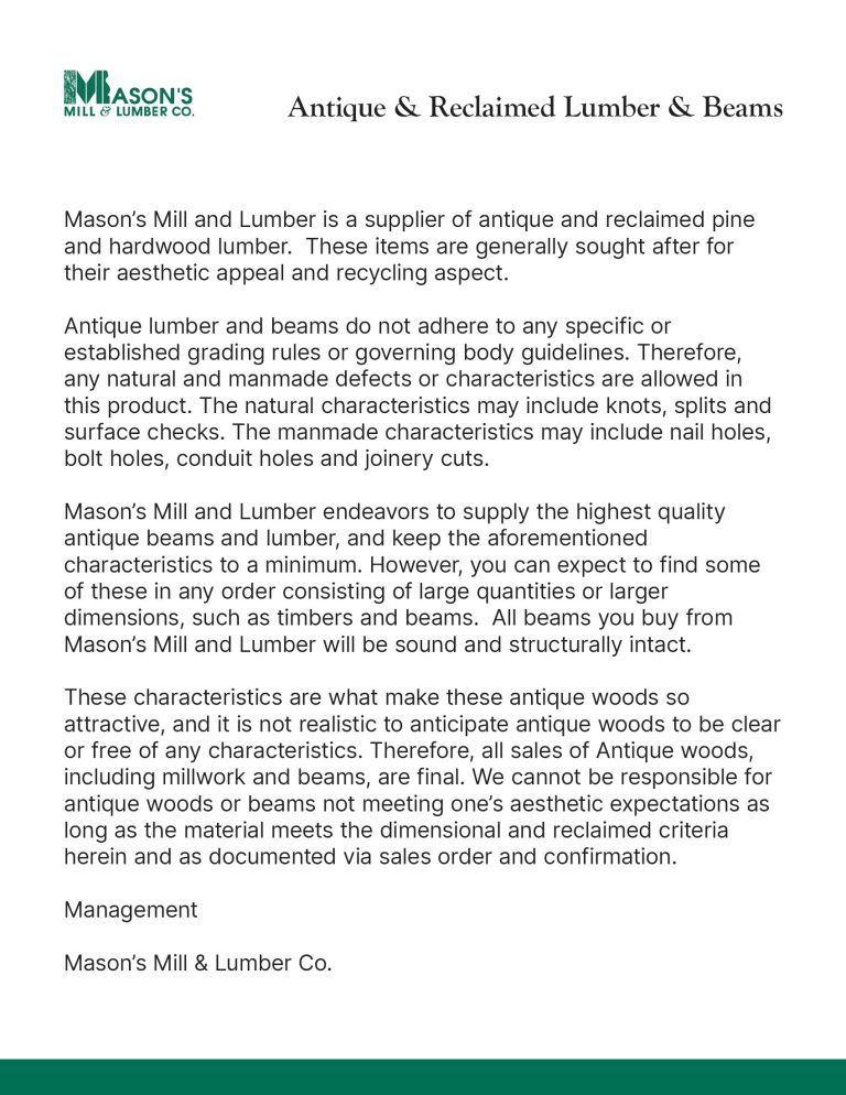 Resources - Mason's Mill & Lumber Co.