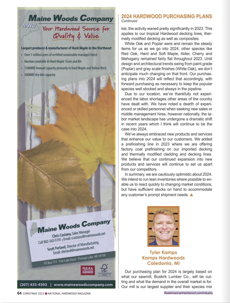 Eric Boer Featured in National Hardwood Magazine - Mason's Mill ...